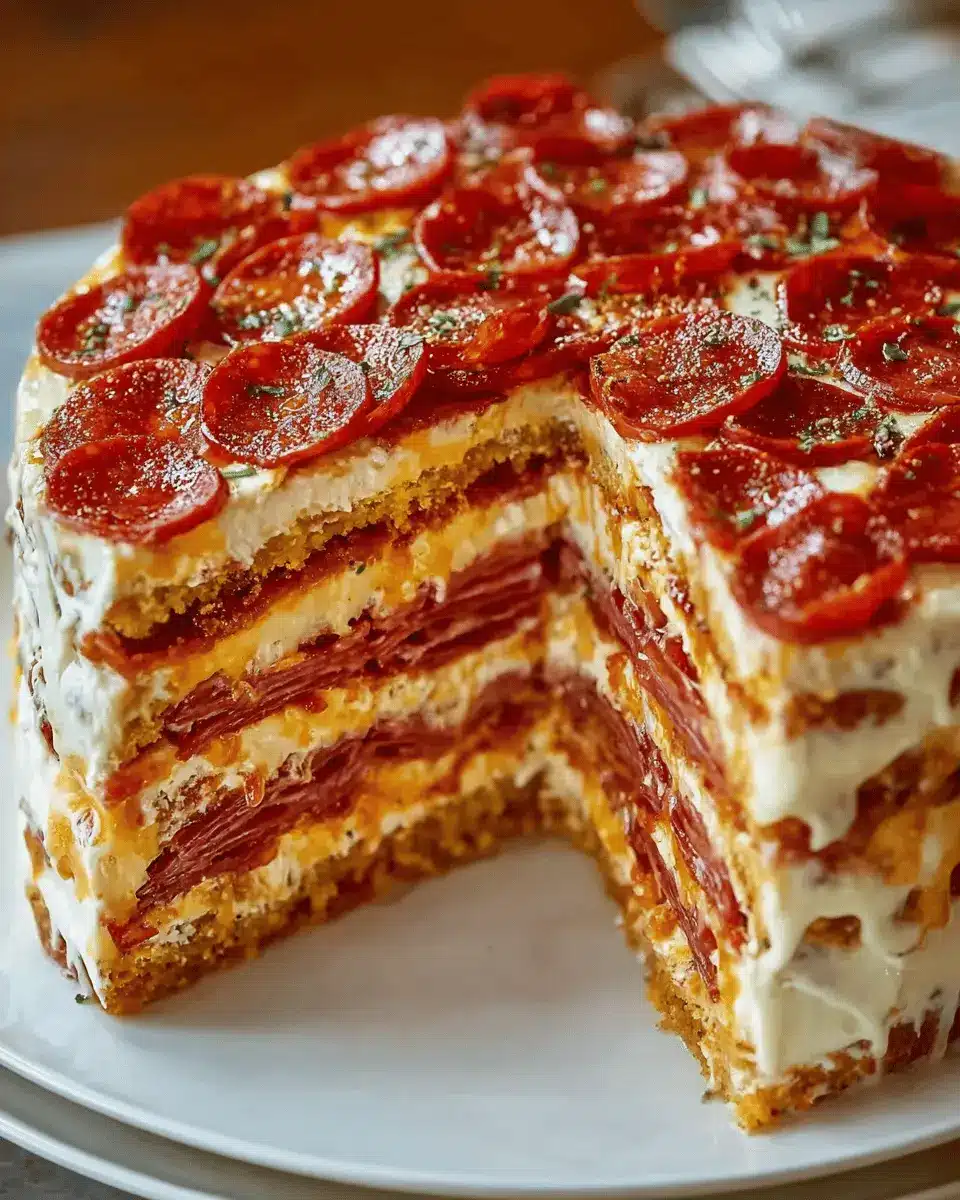 Pepperoni Pizza Layer Cake Recipe