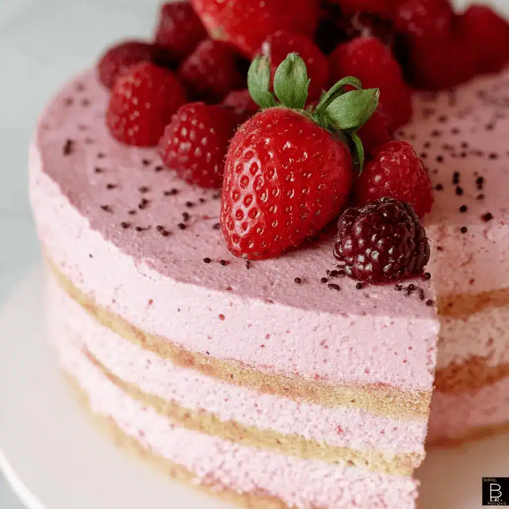berry mousse genoise layer cake
