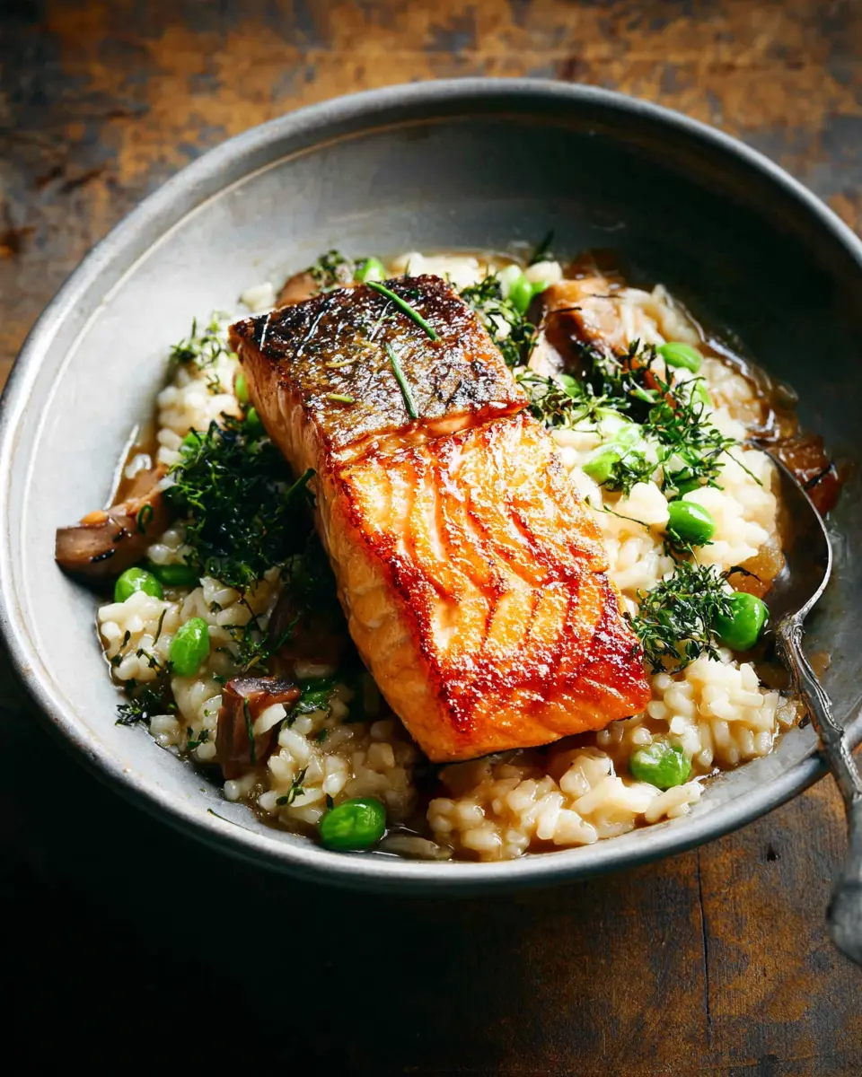 Japanese Style Risotto with Seared Salmon